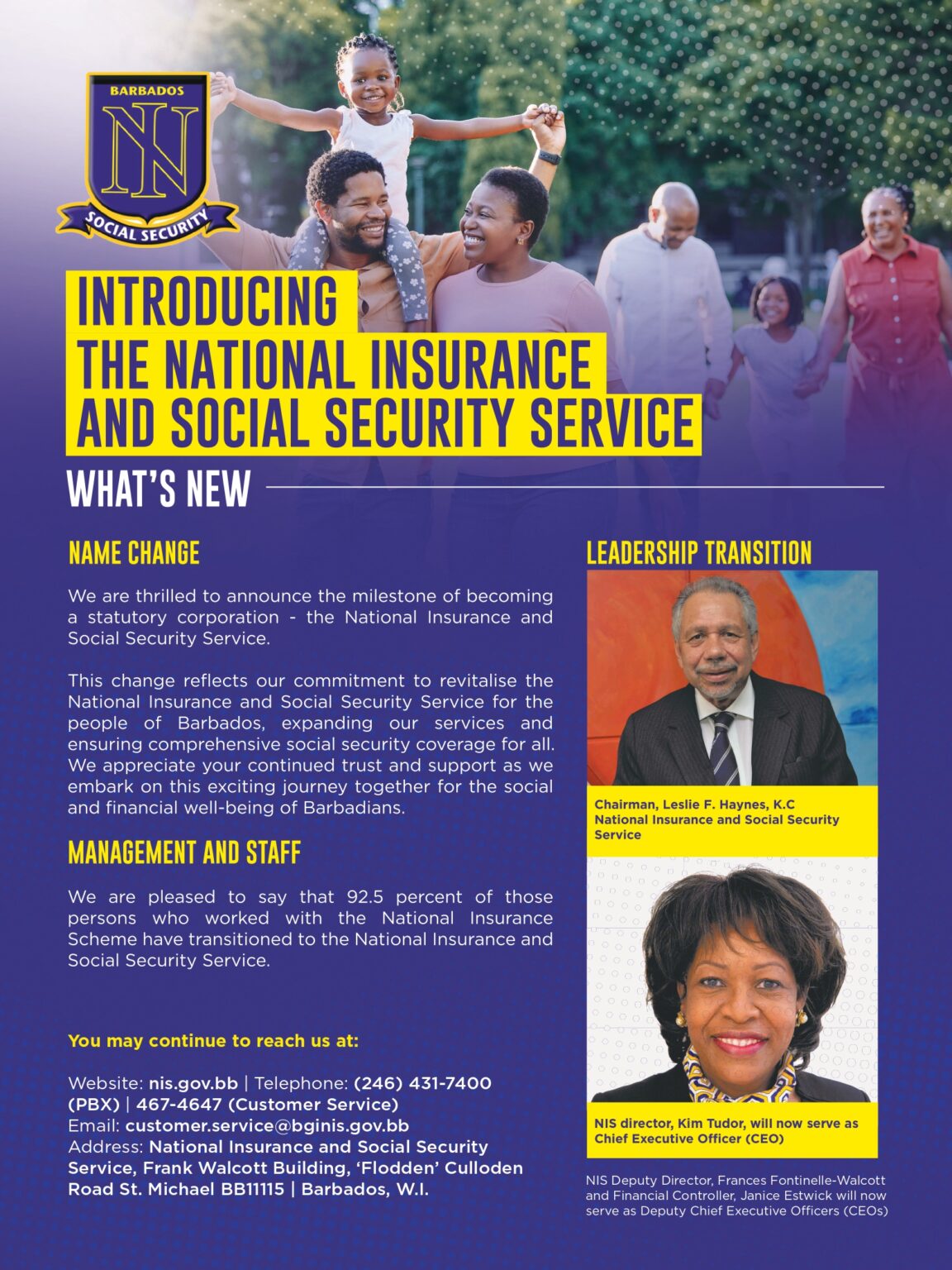 NATIONAL INSURANCE AND SOCIAL SECURITY SERVICE ON DAY ONE! - NIS